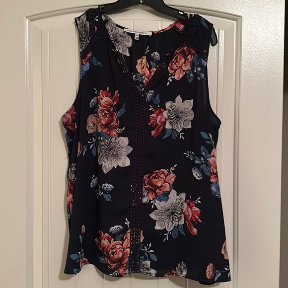 Tops | Collective Concepts Blue Floral Blouse | Poshmark